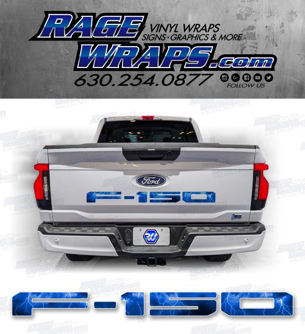 2022-2025 Ford F-150 Lightning Tailgate Blue Decal - Rage Wraps